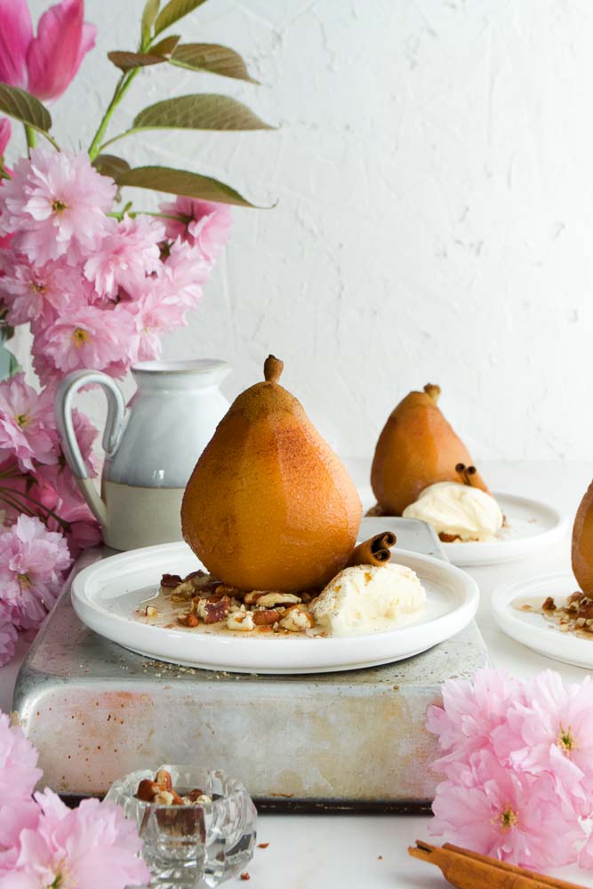4 Ingredient Easy Earl Grey Poached Pears - Countess in the Kitchen